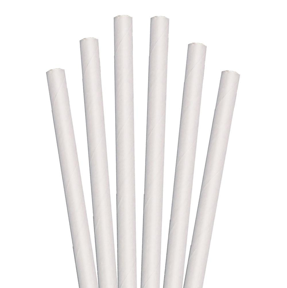 Bulk 8.5" White Colossal Paper Straws - 1480 ct. - Napkins.com